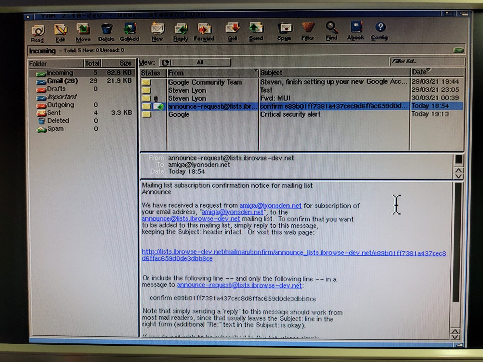 Getting an A1200 Online Part 4 – Installing an Amiga Email Client ...
